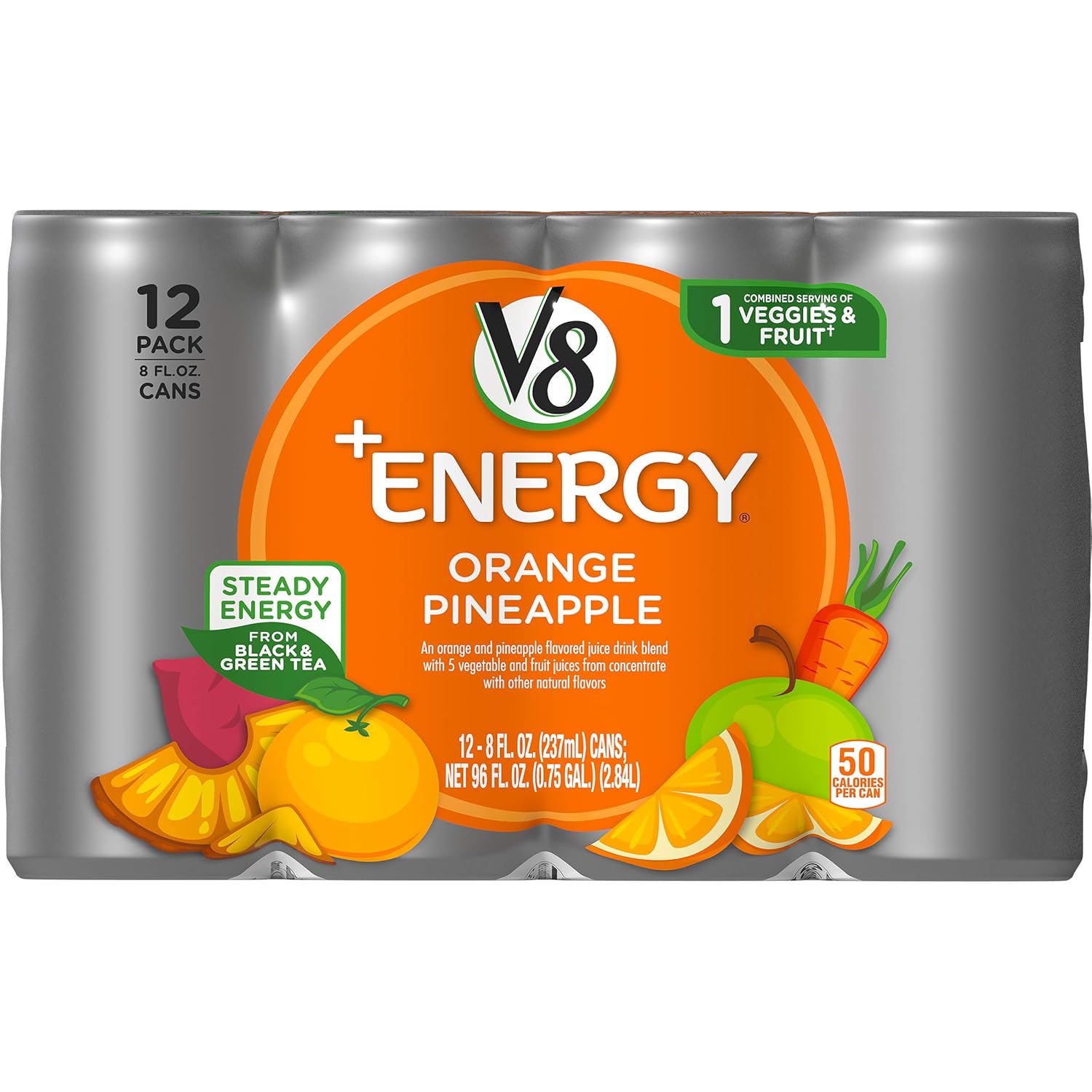 Amazon.com : V8 +Energy, Healthy Energy Drink, Natural Energy from Tea ...