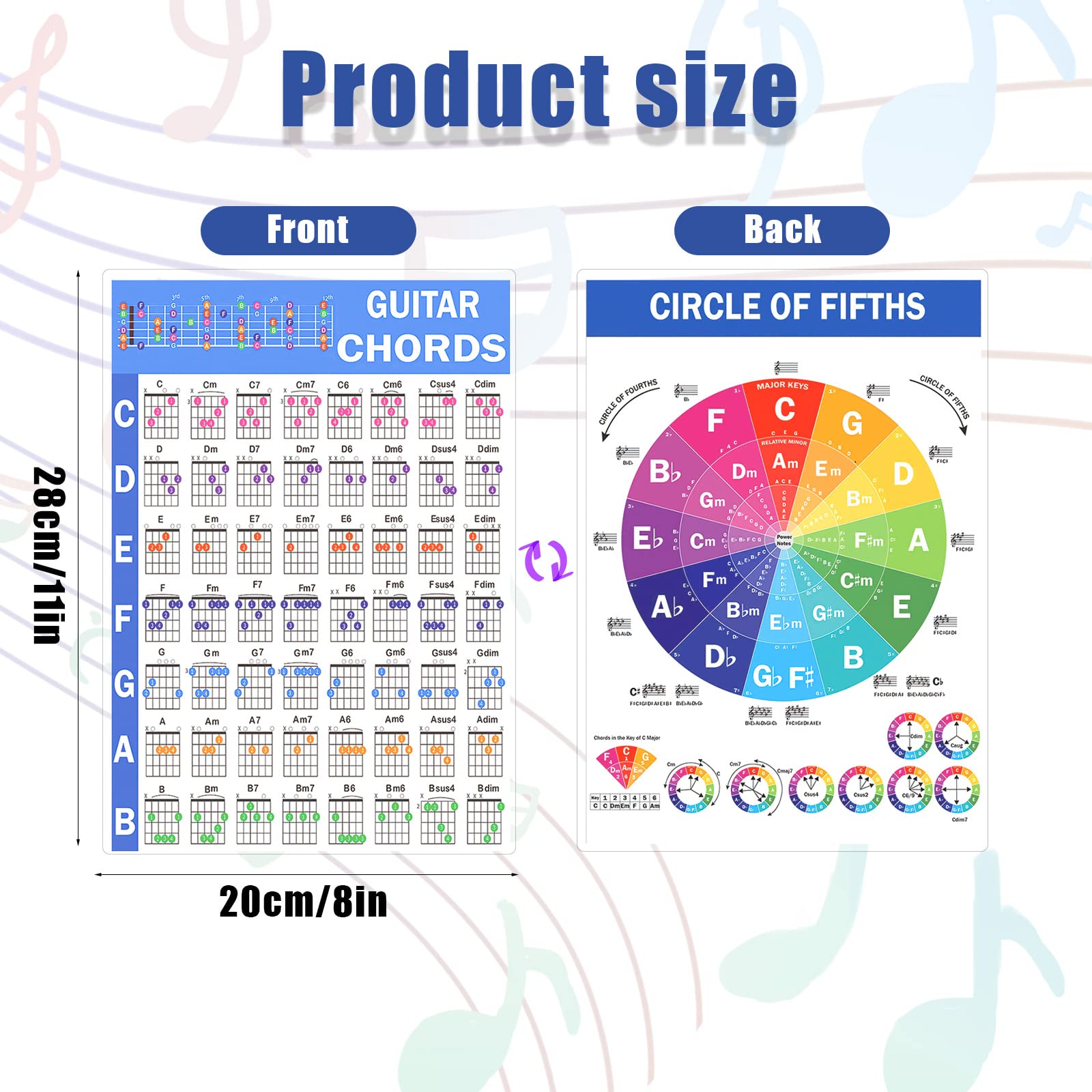 Mua Guitar Chord Poster, 8 x 11 Inch Laminated Guitar Chord Chart ...