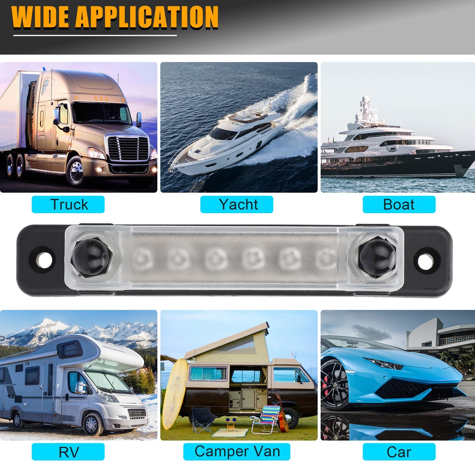 Linkstyle Negative Bus Bar 12V, Marine Gound BusBar Power Distribution ...