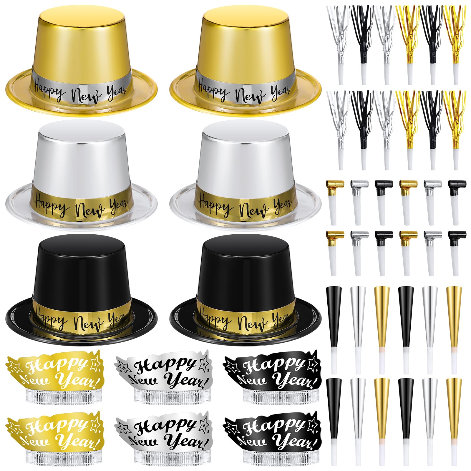 Shappy 48 Pcs New Year's Eve Party Supplies 2025 Party Favors for 12 ...