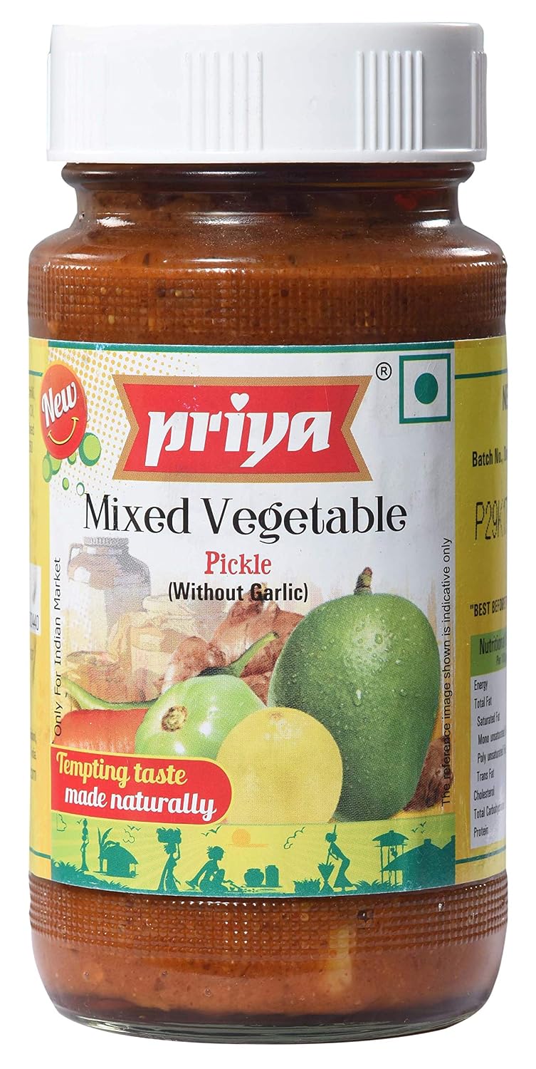 Amazon.com : Priya Mixed Vegetable Pickle (without Garlic) 300G ...