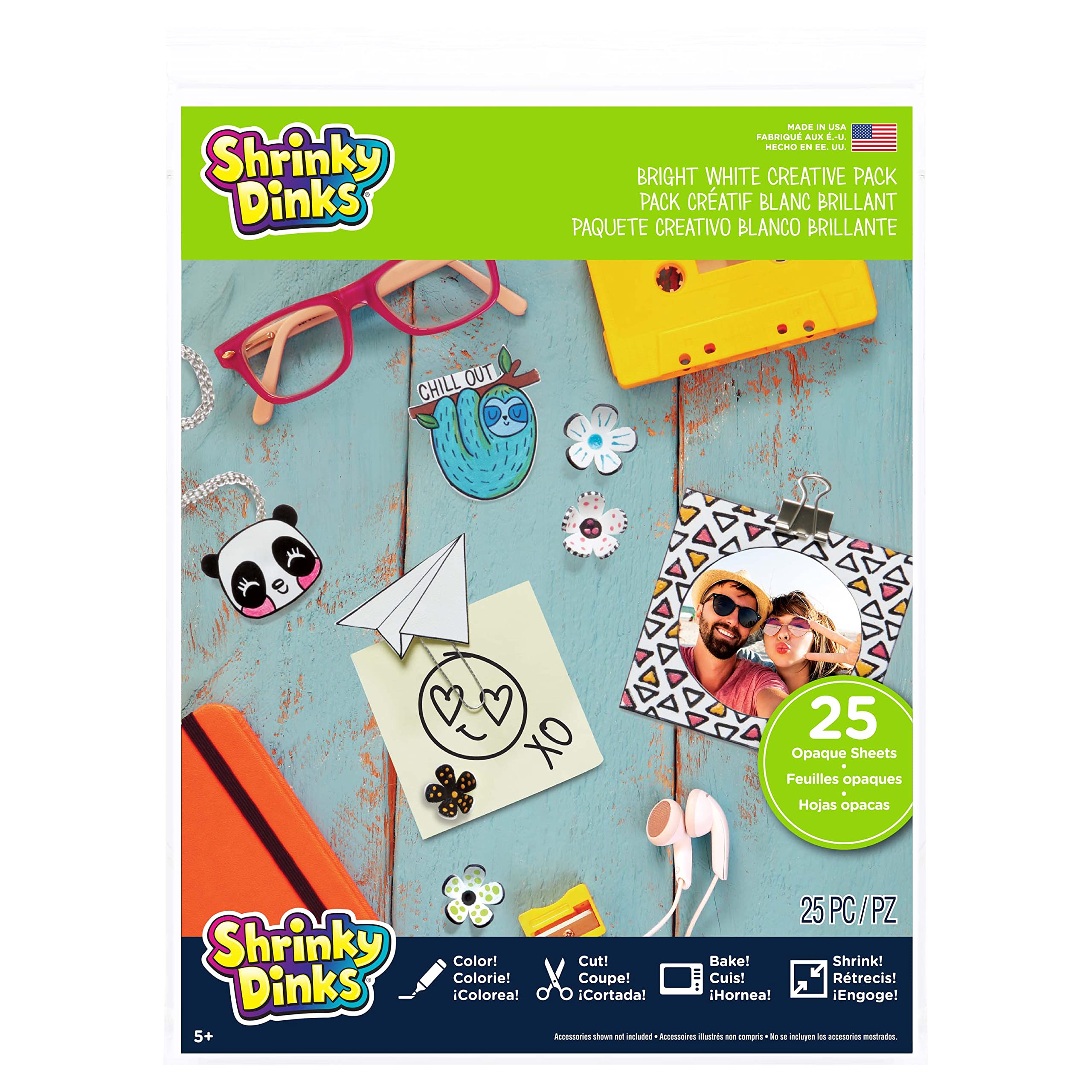 Shrinky Dinks Creative Pack, 25 Bright White Sheets, Kids Arts and ...