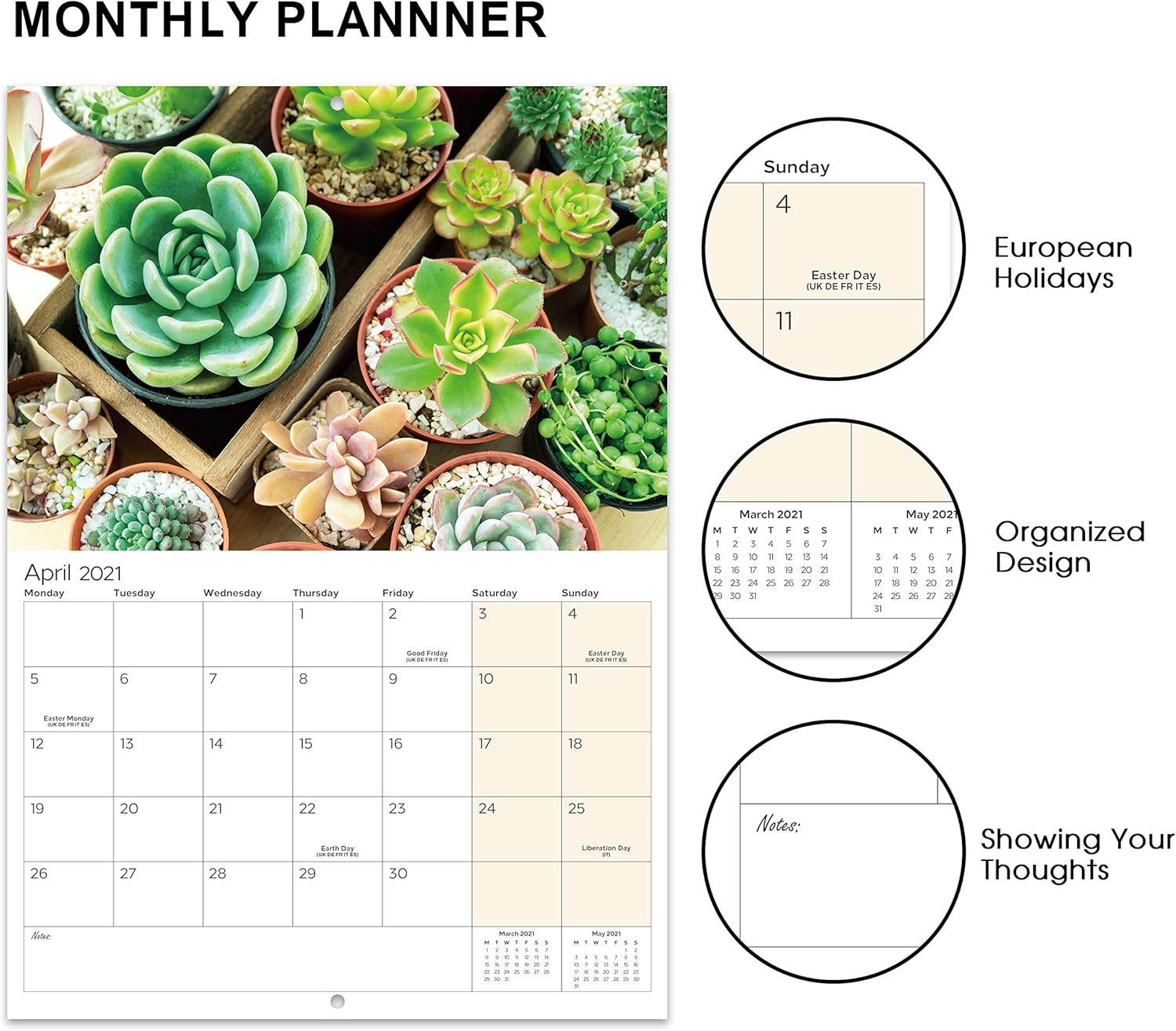 Amazon Brand – Eono 2022 Calendar Wall Planner, Month to View 2022 ...