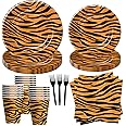 Amazon.com: Xenorik Tiger Print Birthday Plates And Napkins Party ...