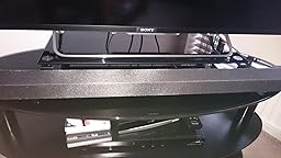 LARGE BLACK GLASS TV TELEVISION COMPUTER MONITOR STAND SHELF RISER ...