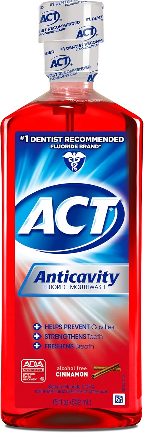 ACT Anticavity Fluoride Rinse, Cinnamon, Alcohol Free 18-Ounce Bottle ...