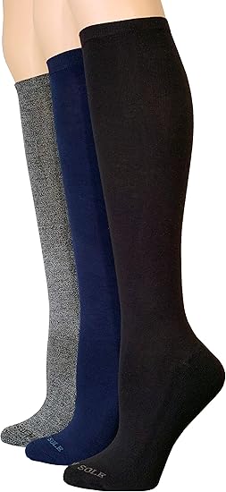 Legale Women's Pillow Sole Knee High Socks - 3 Pair Pack (Navy/Grey ...