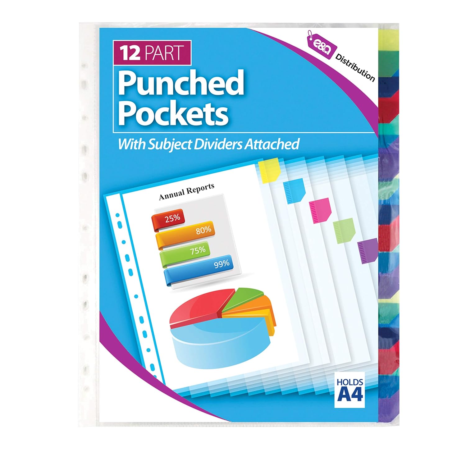 A4 Clear Plastic Punched Pockets Filing Folders Wallets Sleeves ...