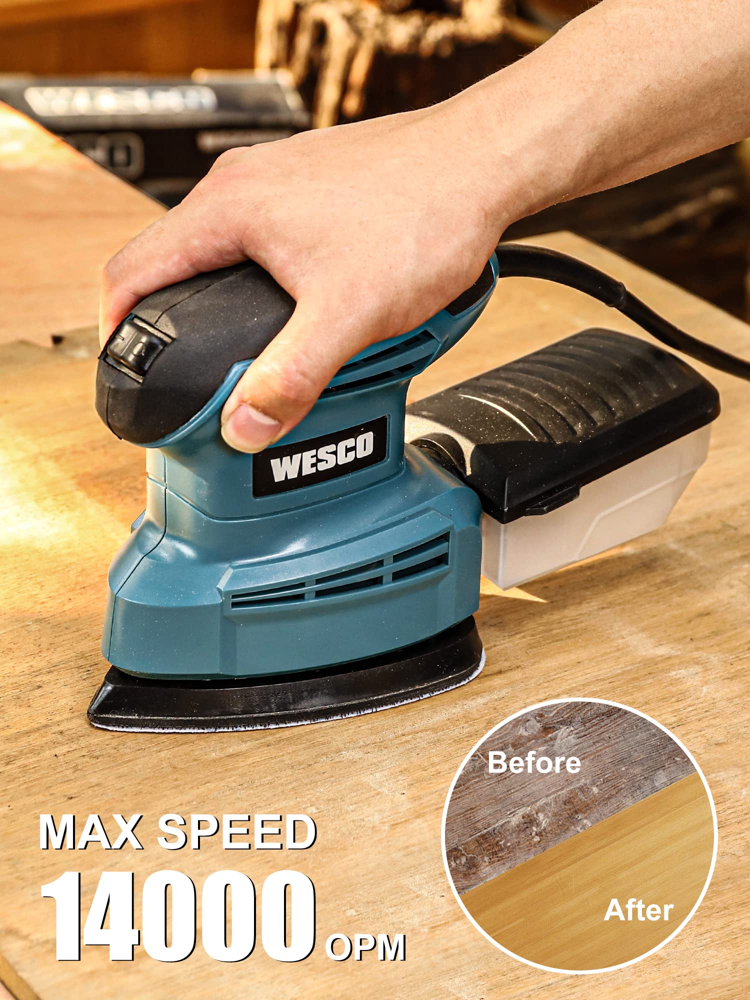 Mua WESCO Compact 1.3A Detail Sander, with 12Pcs Sandpapers, 14,000 OPM ...