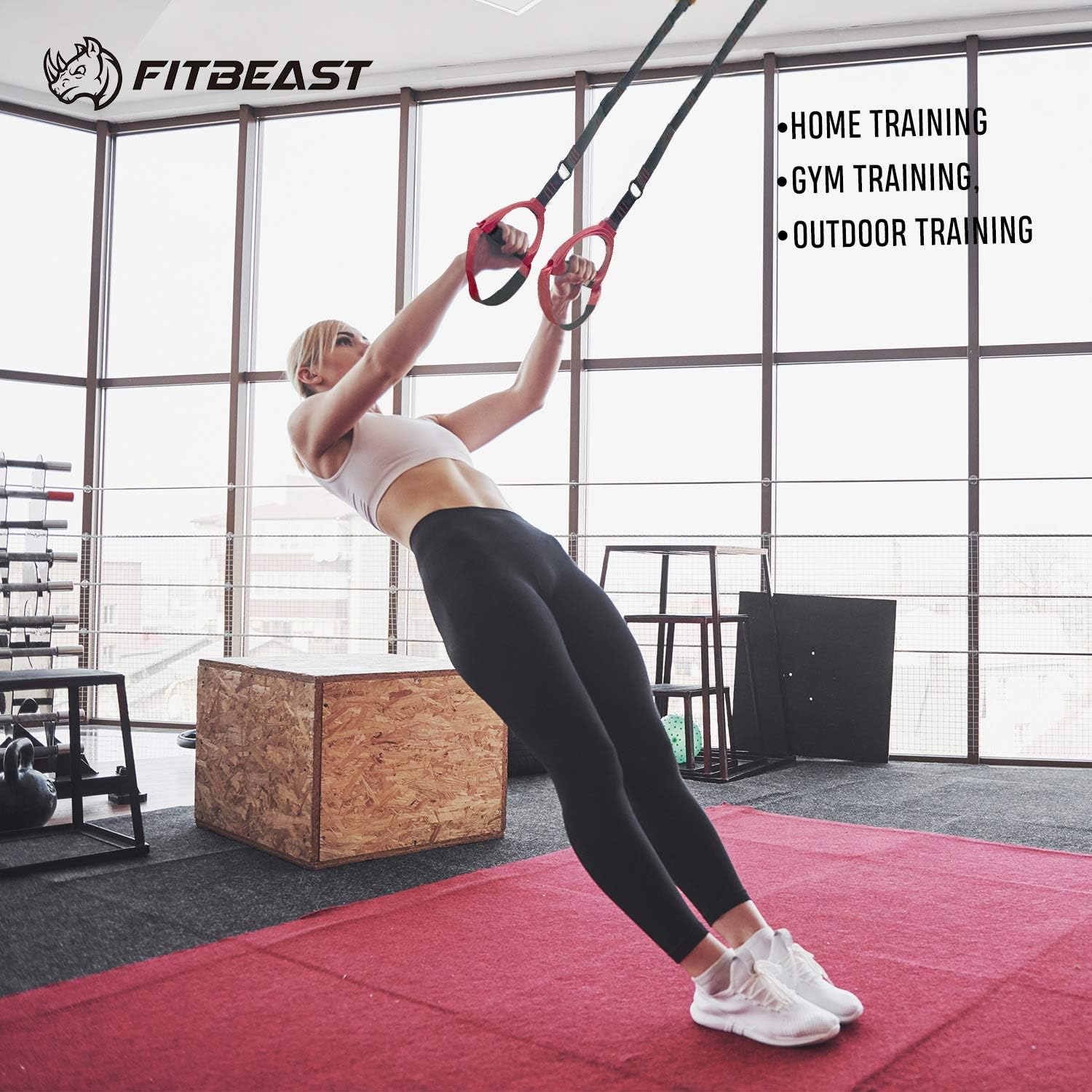 FitBeast Suspension System Training Kit, Suspension Straps Workout ...