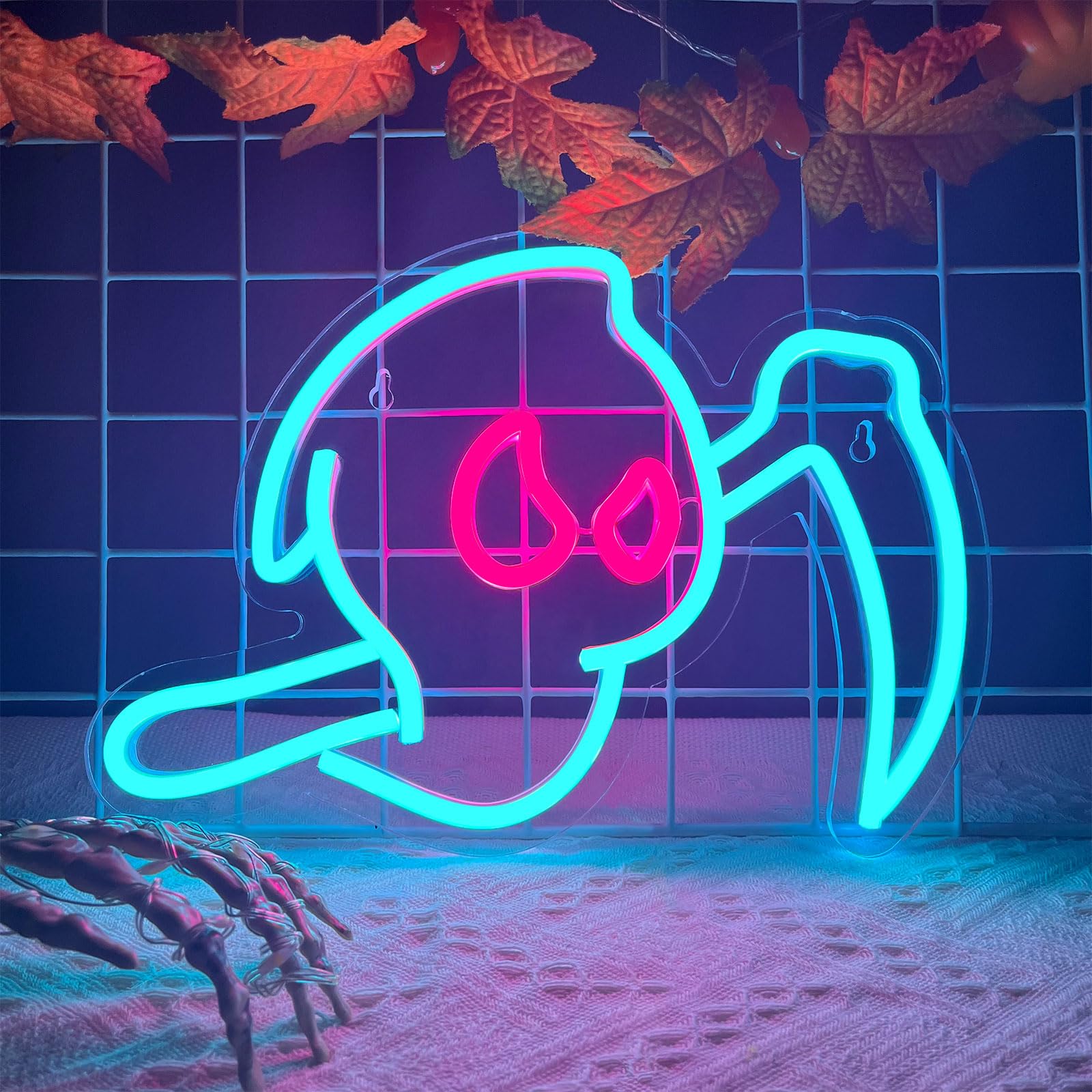 Halloween Decoration Spider Neon Sign, Purple LED Spider Shape Neon ...
