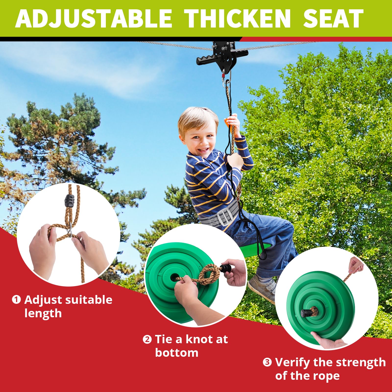 Mua TRSMIMA Zipline Kit for Kids and Adult 200ft Zipline with Spring ...