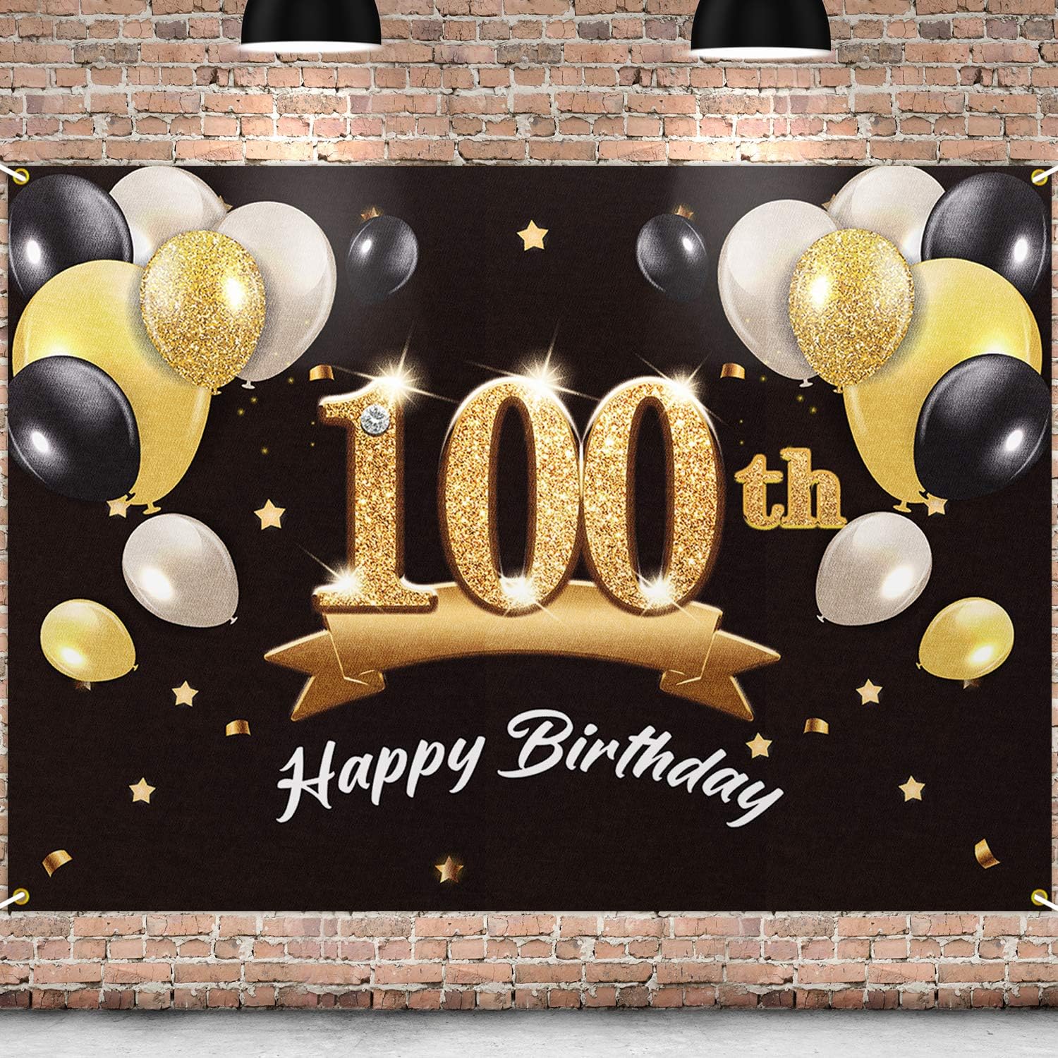 Amazon PAKBOOM Happy 100th Birthday Backdrop Black Gold Photo amazon-pakboom-happy-100th-birthday-backdrop-black-gold-photo