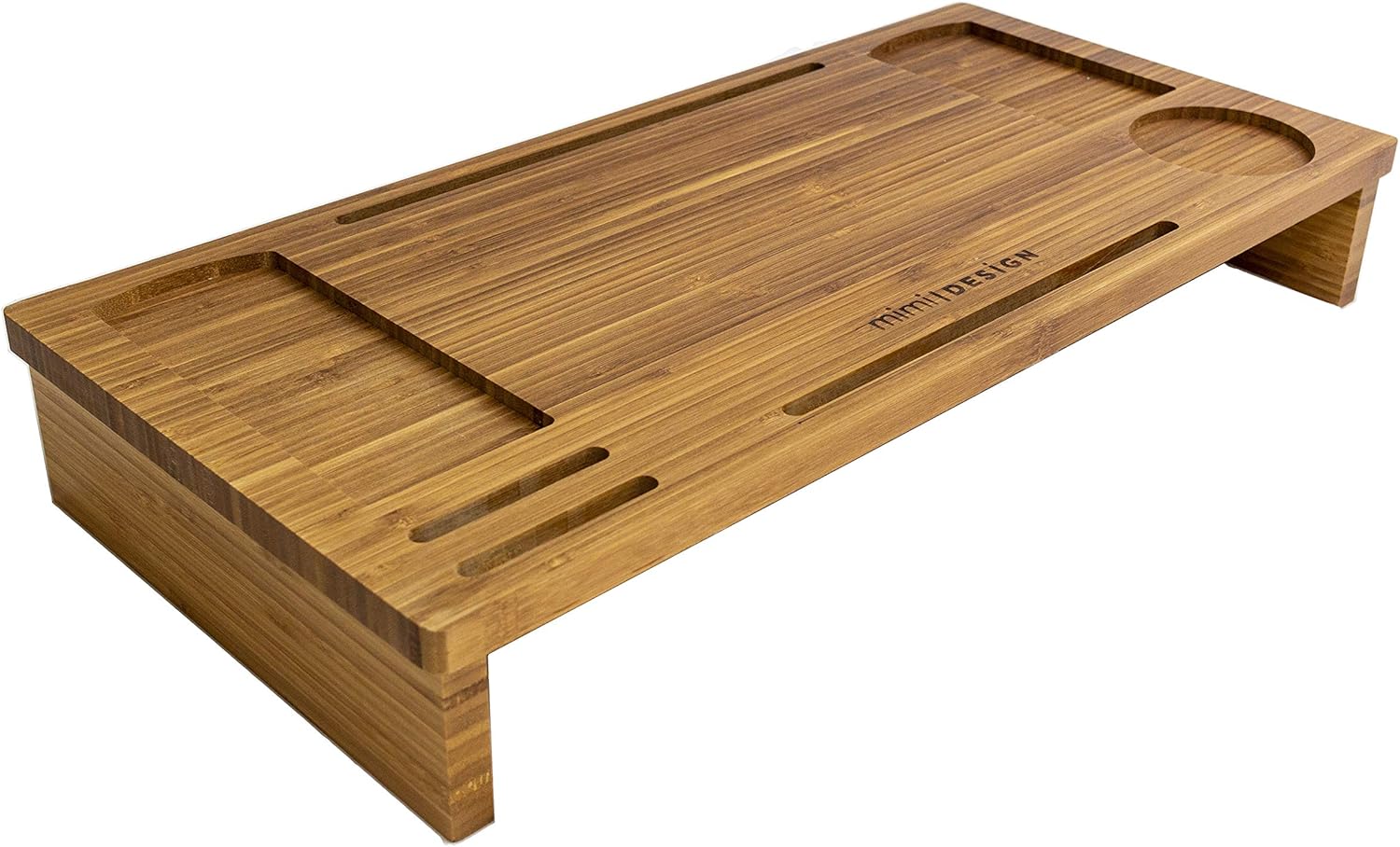 mimi DESIGN Bamboo Monitor & Laptop Stand, Wooden Desk Riser, Notebook ...