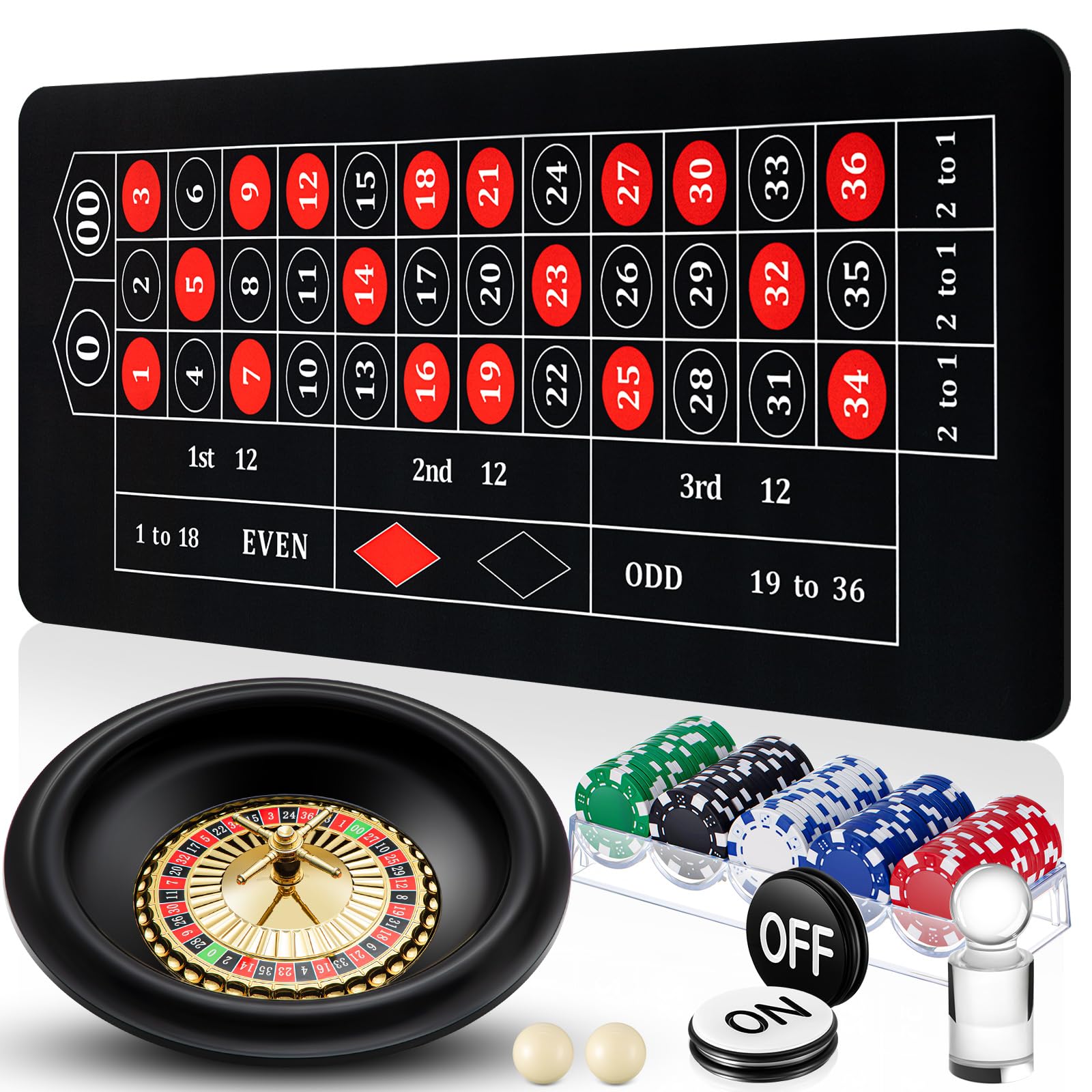 Lunmon Roulette Wheel Game Set Include 16'' Black Roulette Wheel 35" x ...
