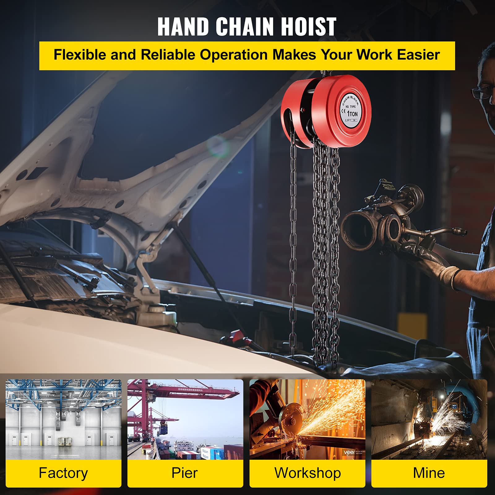 Mua VEVOR Hand Chain Hoist, 2200 lbs /1 Ton Capacity Chain Block, 10ft ...