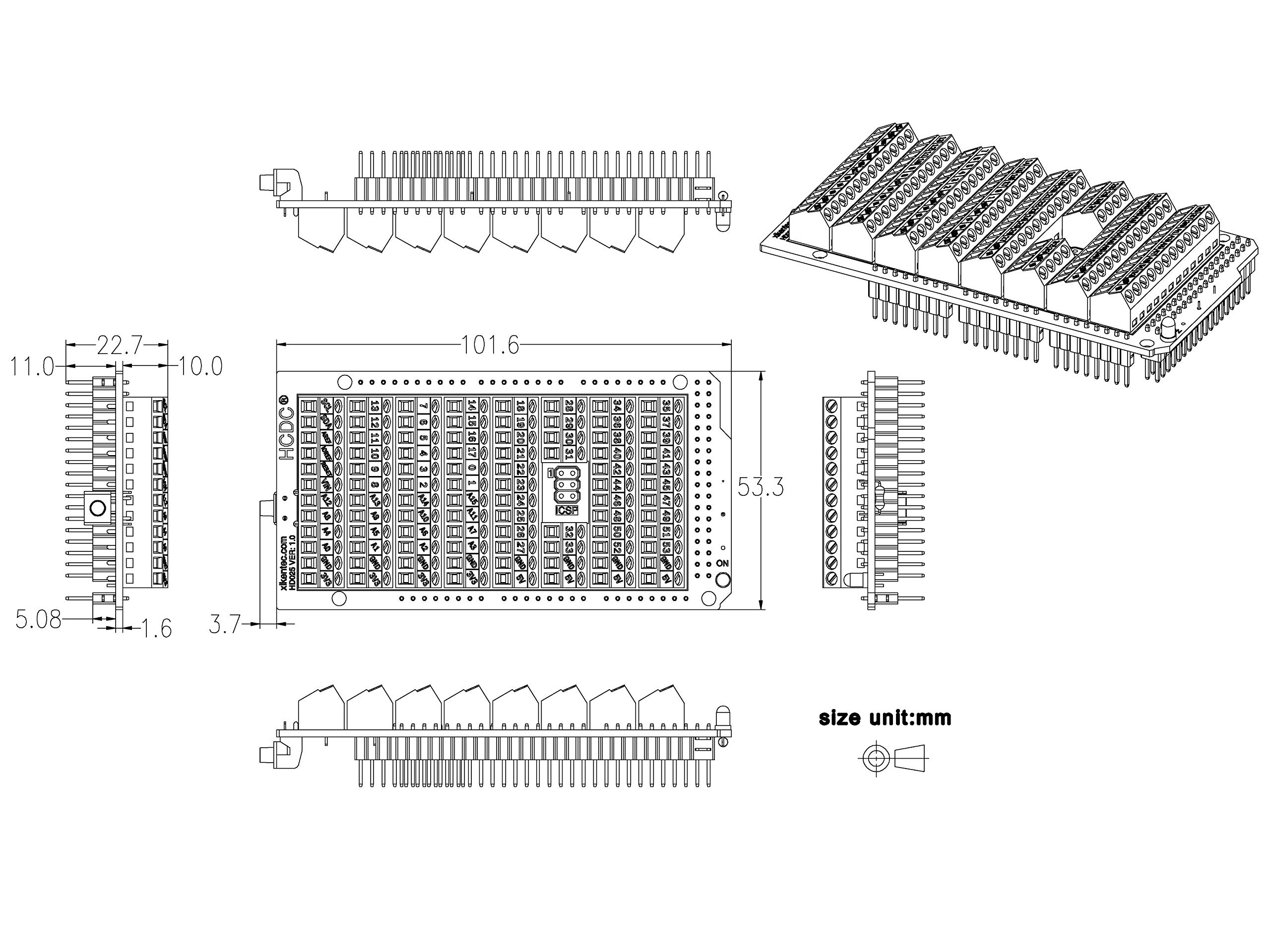 Mua Screw Terminal Block Breakout Shield Module for Arduino MEGA-2560 ...