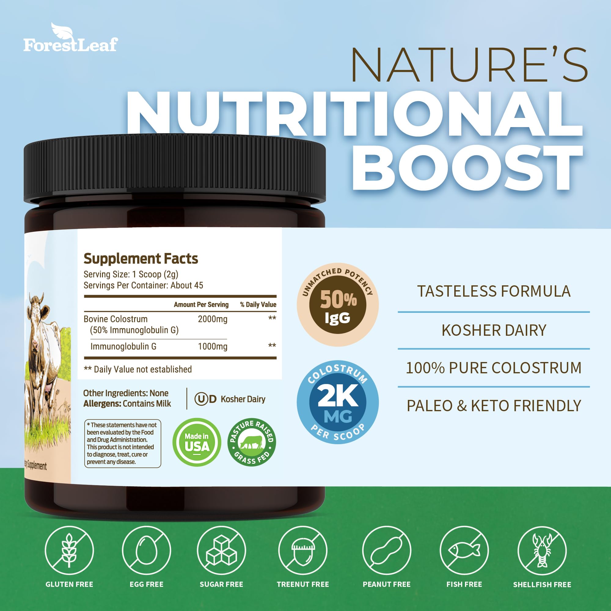 Mua ForestLeaf Colostrum Powder 50% IgG Highest Pure Concentration ...