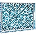 Amazon.com: MAONAME Blue Decorative Tray, Plastic Serving Tray with ...
