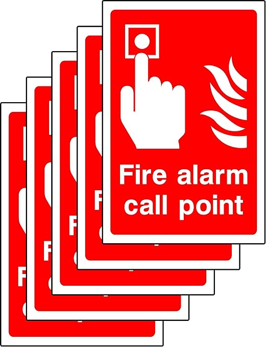 Fire action call point safety signs - Self adhesive stickers 150mm x ...