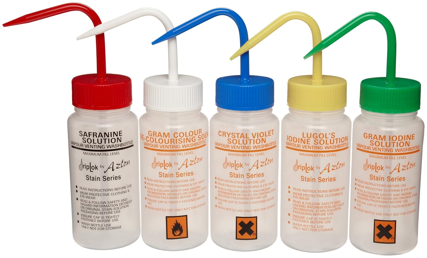 Dynalon 507005 Biological Stain Bottle Kit, with Five Pre-Printed ...