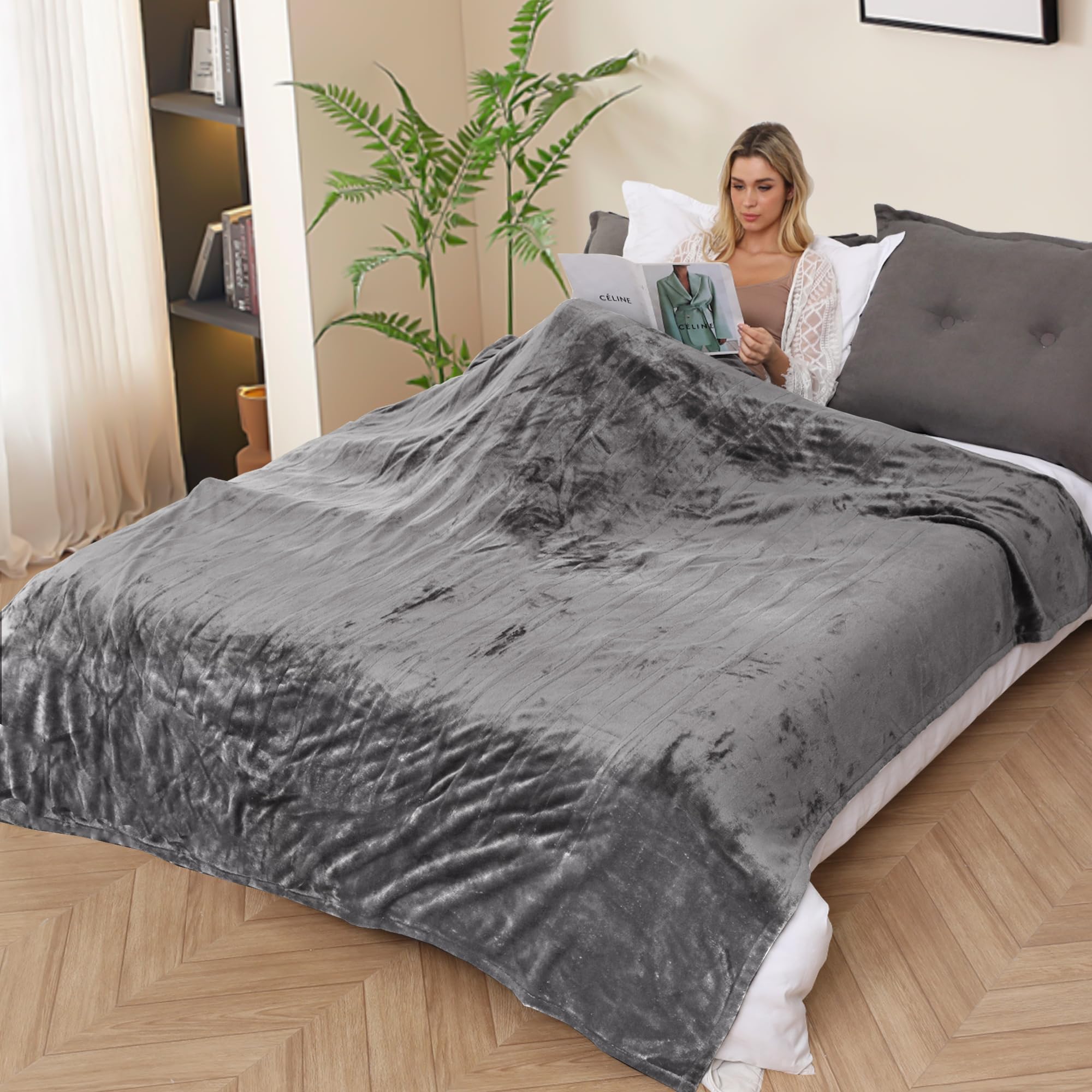 YAKEE Electric Blanket Full Size 72"x 84", Large Heated Blanket, Soft ...