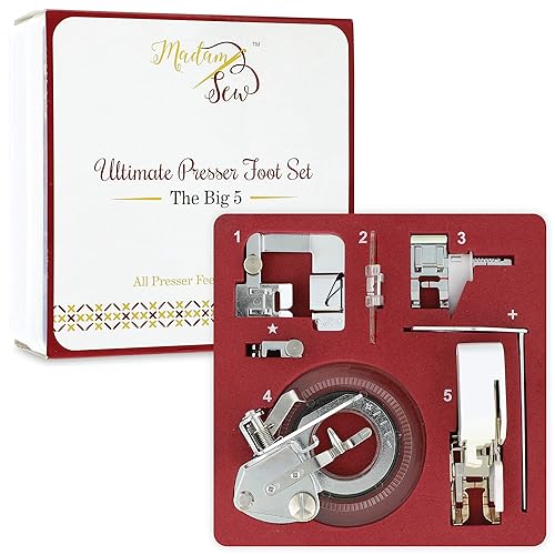 Madam Sew Big 5 Sewing Foot Attachments in Deluxe Case with Booklet ...