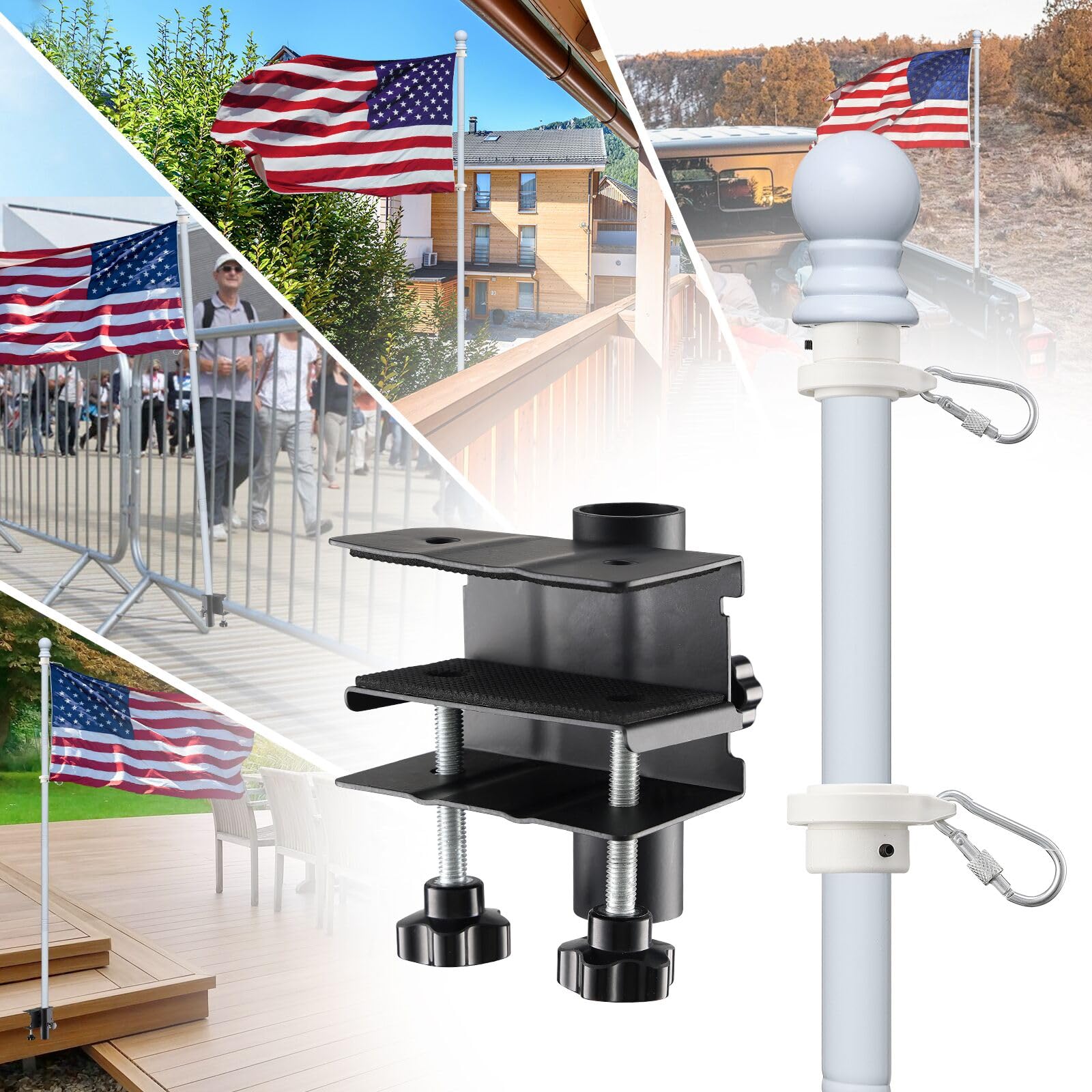 Flag Pole Kit with Clamp Mount Bracket - 5ft Heavy Duty Truck Flag Pole ...
