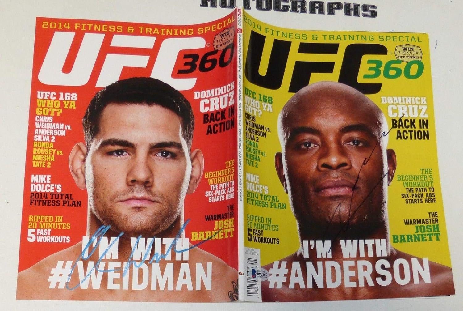 Anderson Silva & Chris Weidman Signed UFC 360 Magazine BAS Beckett COA ...