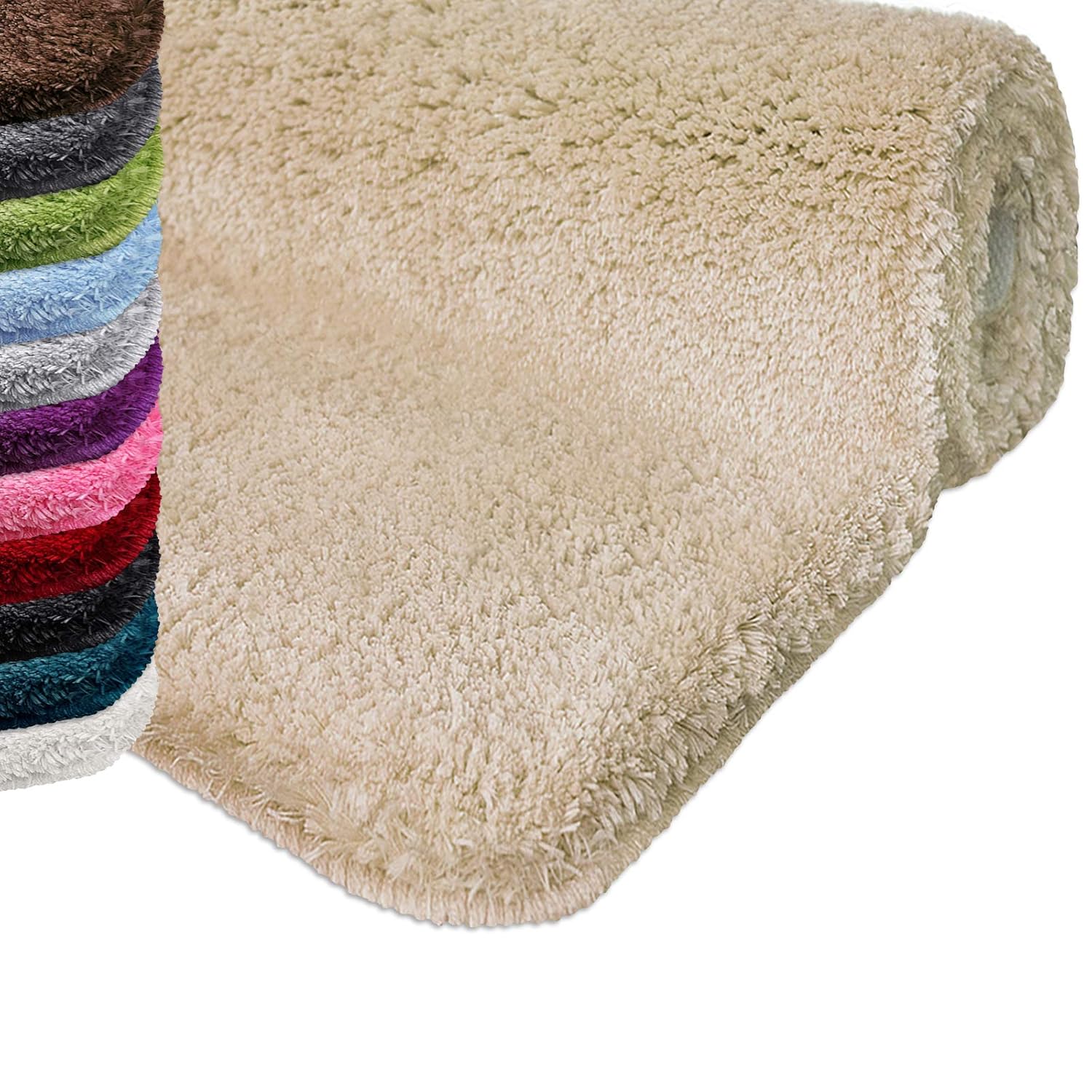 casa pura Badematte | kuscheliger Hochflor | Rutschfester Badvorleger ...