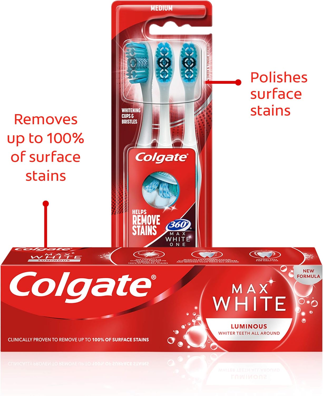 Colgate Bundle Kit with Max White Luminous Toothpaste 3 x 75 ml and Max ...