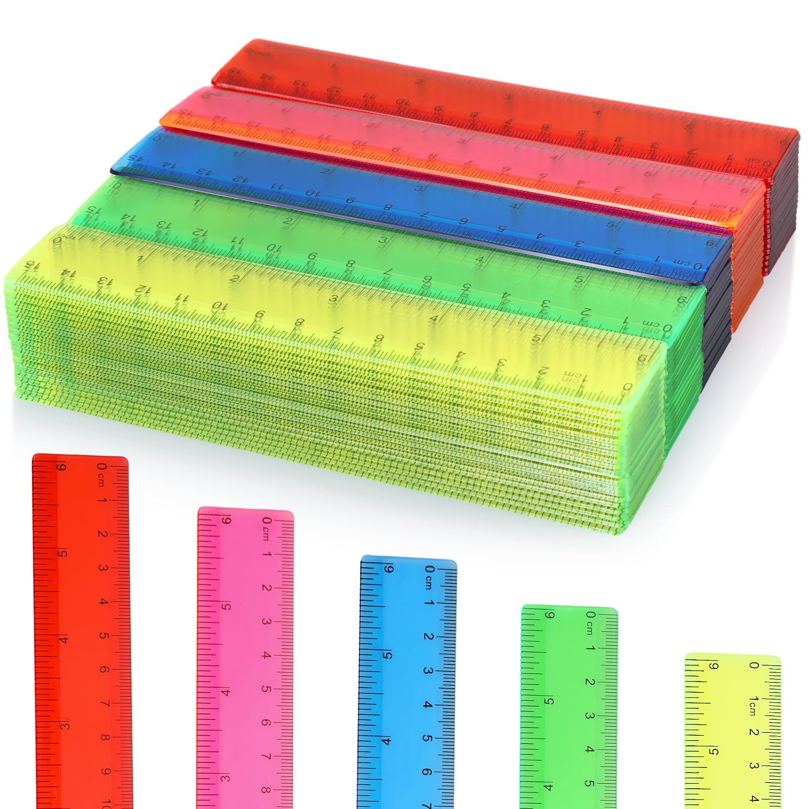 Zonon 50 Pcs 6 Inch/12 Inch Plastic Rulers Bulk Flexible Straight ...