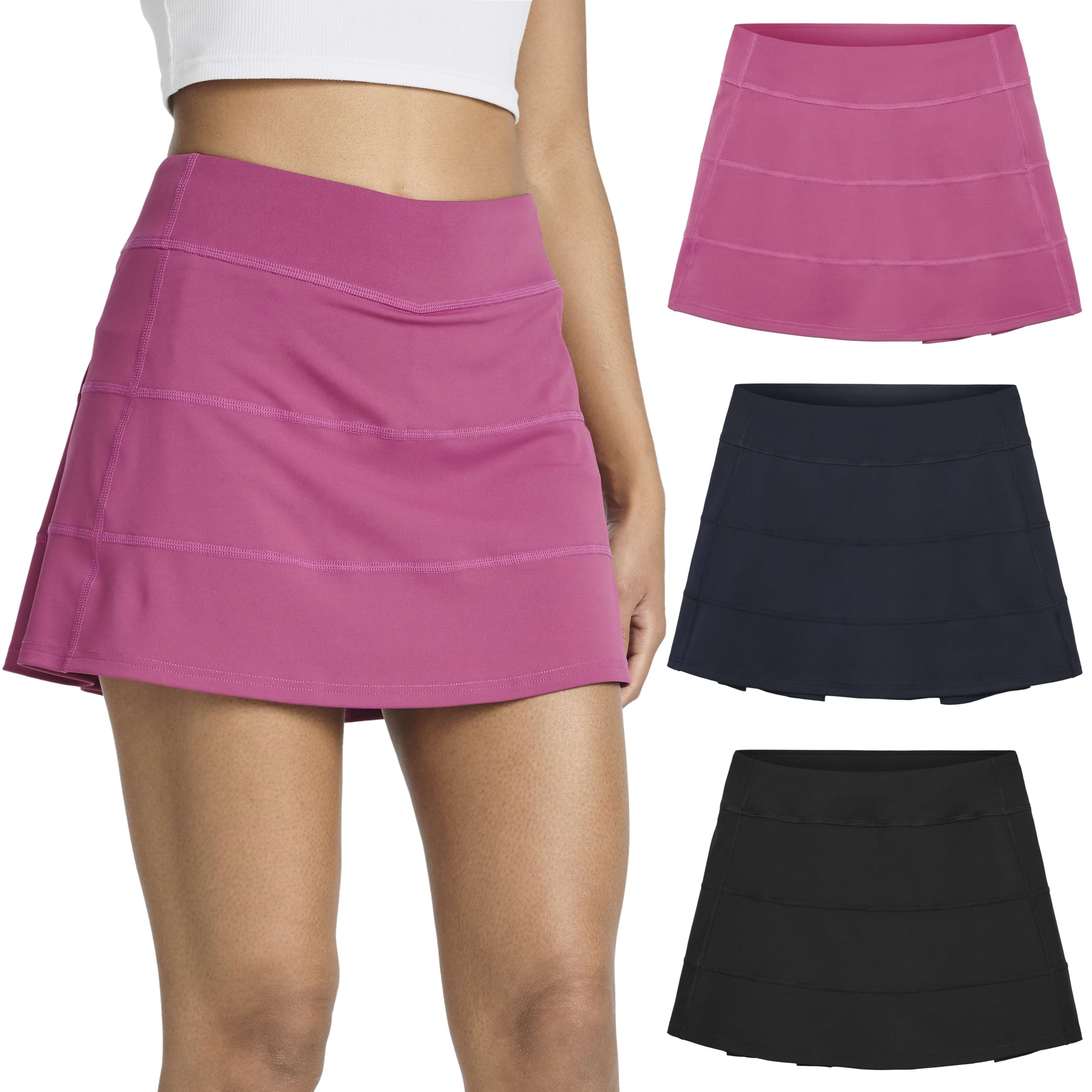 Real Essentials 3 Pack Womens Active Athletic Skort Skirt Pleated ...