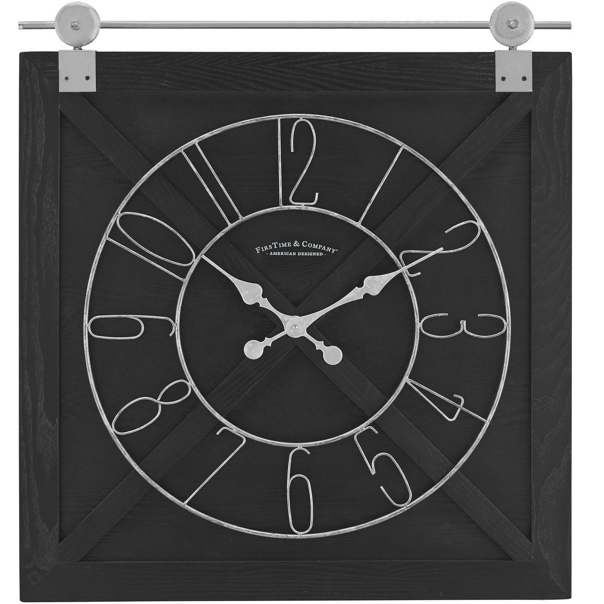 Mua Black Farmstead Barn Door Wall Clock for Home Office, Kitchen ...