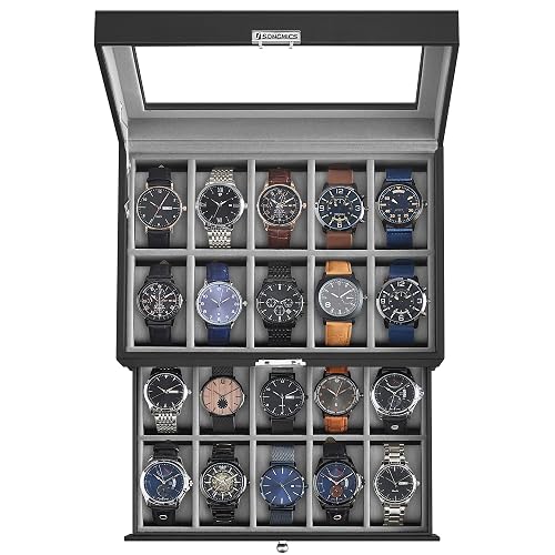 SONGMICS SONGMICS 20-Slot Watch Box, Watch Case with Glass Lid, 2 ...