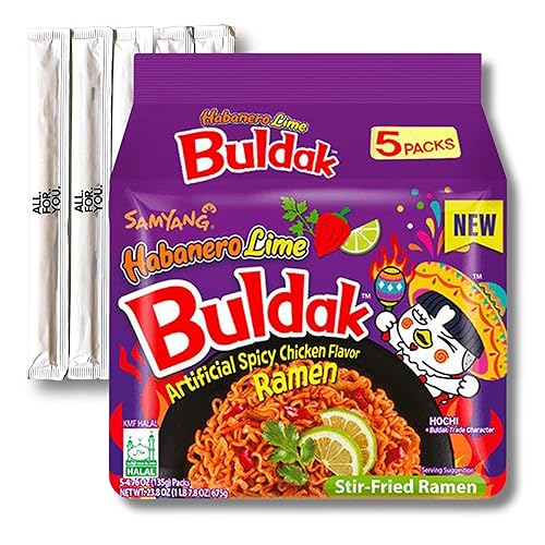 Buldak Ramen Noodles - Habanero Lime Flavor - 5 Pack - Spicy Ramen ...