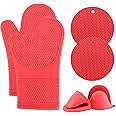 Amazon.com: COOK WITH COLOR Silicone Oven Mitt Set- 6 PC. Set - Heat ...