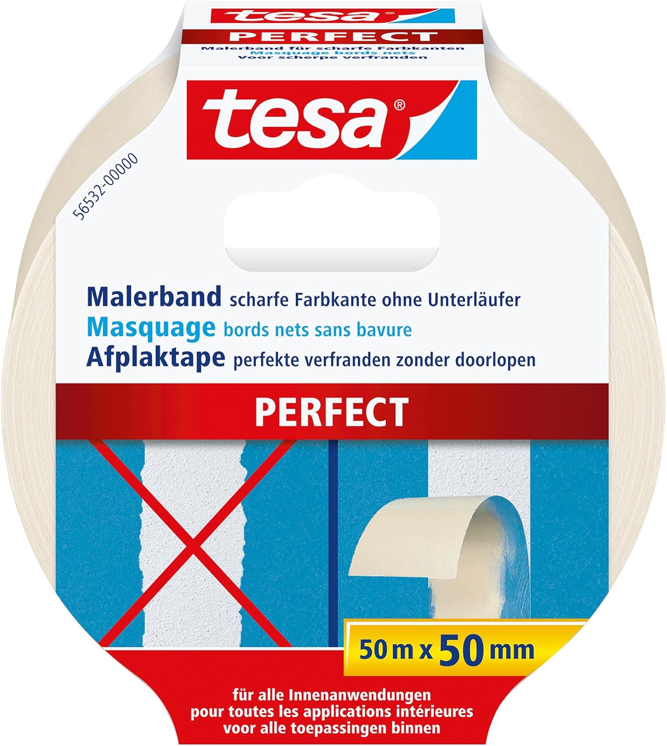 tesa Masking Tape PERFECT for sharp edges, 50m x 50mm – BigaMart