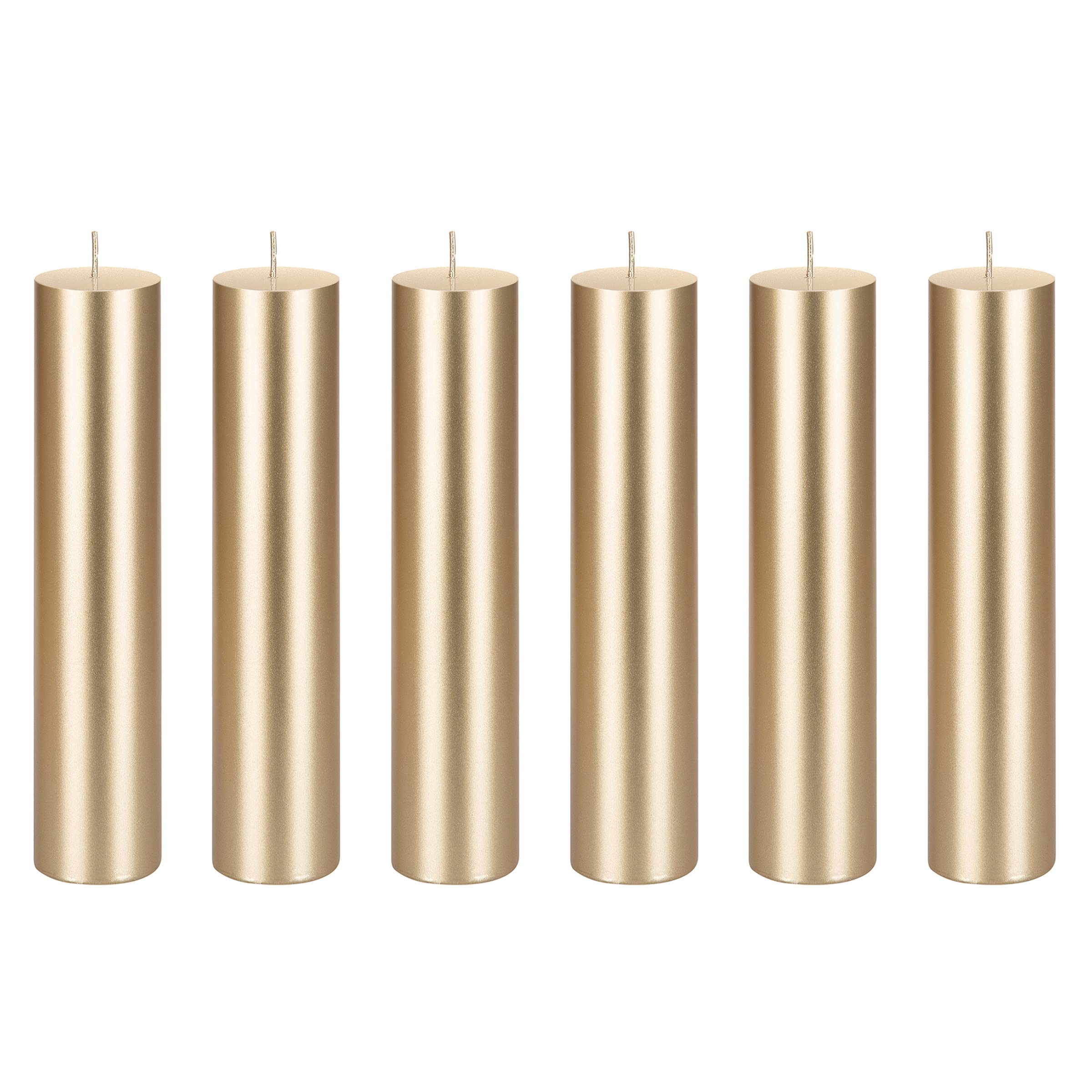 Mega Candles 6 pcs Unscented Solid Gold Pillar Candles, Hand Poured ...