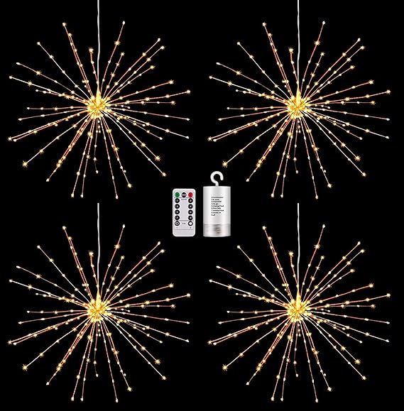 Amazon.com : 4 Pack Starburst Sphere Lights, 200 LED Firework Lights, 8 ...