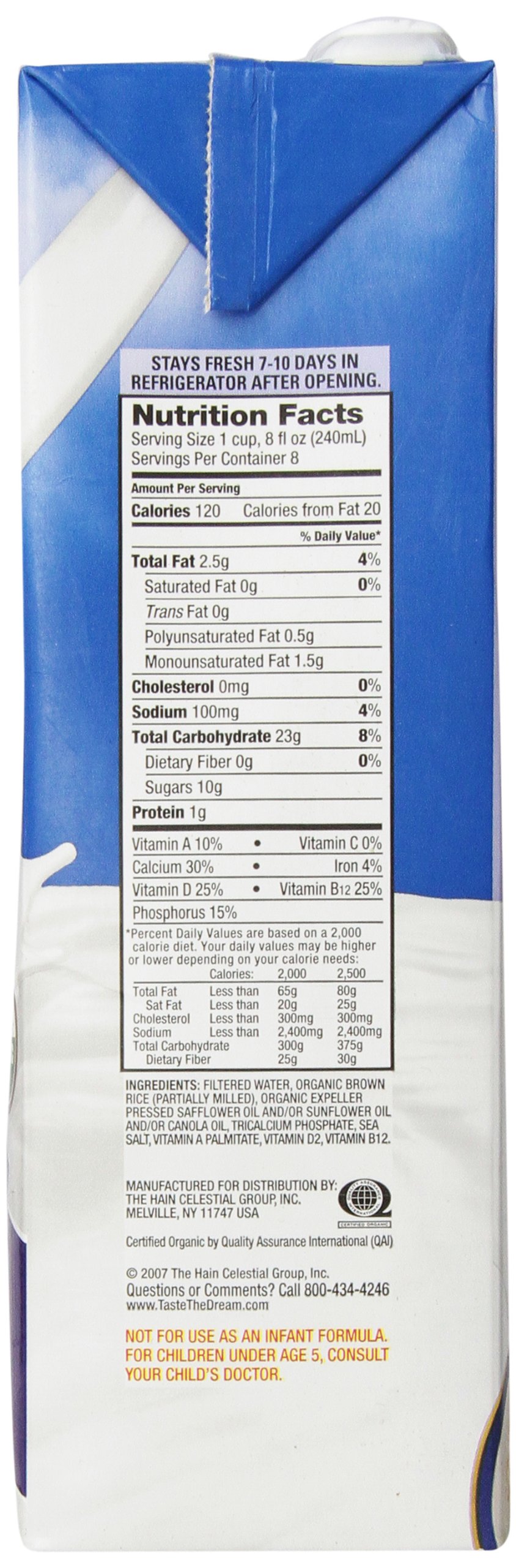 RICE DREAM Enriched Original Organic Rice Drink, 64 Fluid Ounce on ...