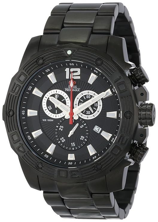 Swiss Precimax Men's SP13262 Legion Pro Black Dial with Black Stainless ...
