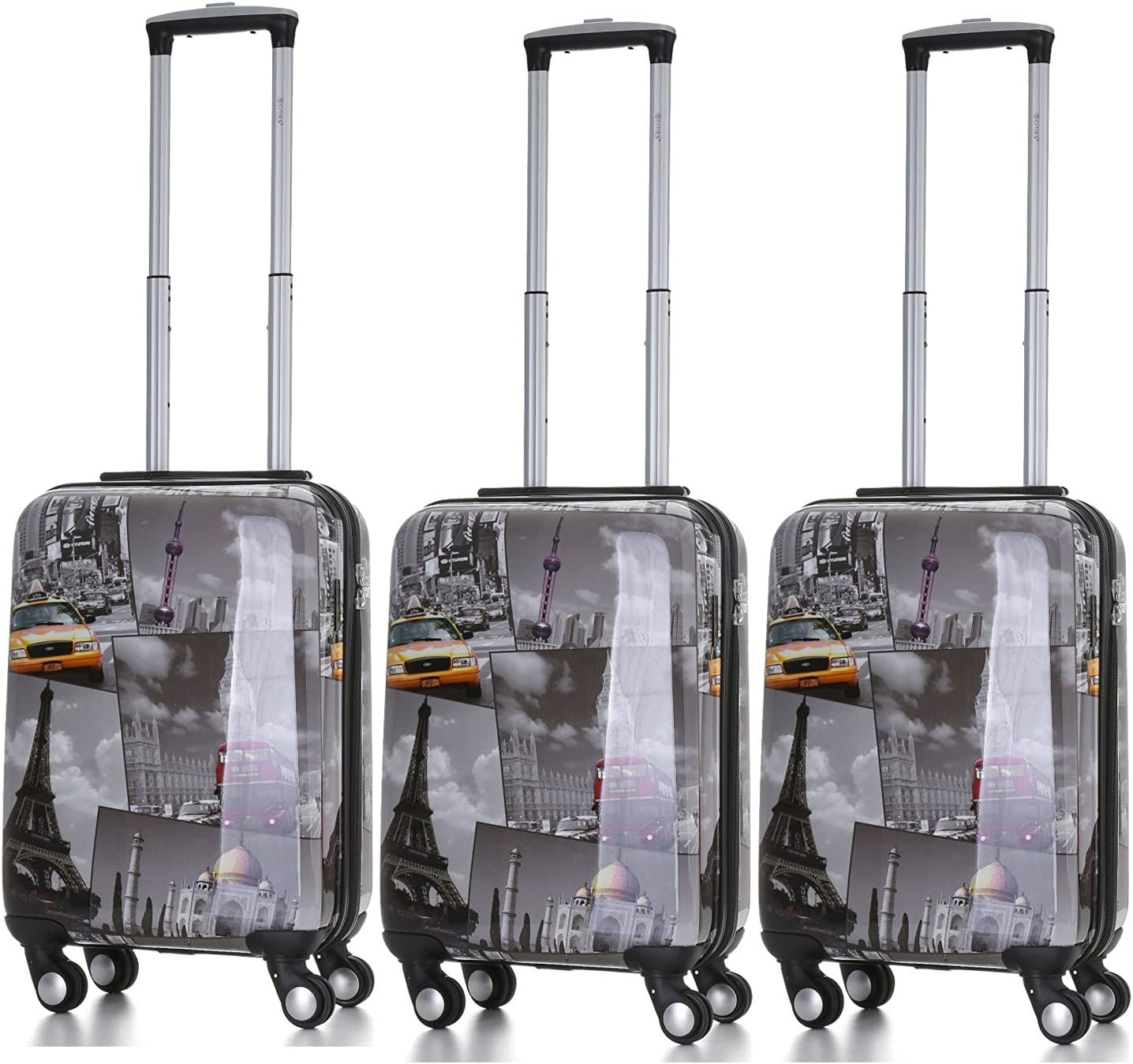 5 Cities ABS Trolley Bagaglio a Mano Valigia Rigida Leggera con 4 Ruote ...