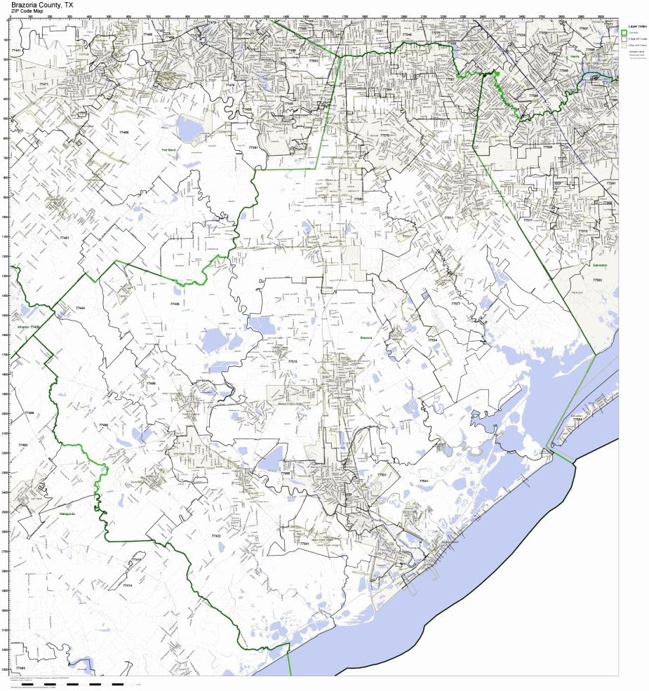 Amazon.com: Brazoria County, Texas TX ZIP Code Map Not Laminated: Home ...
