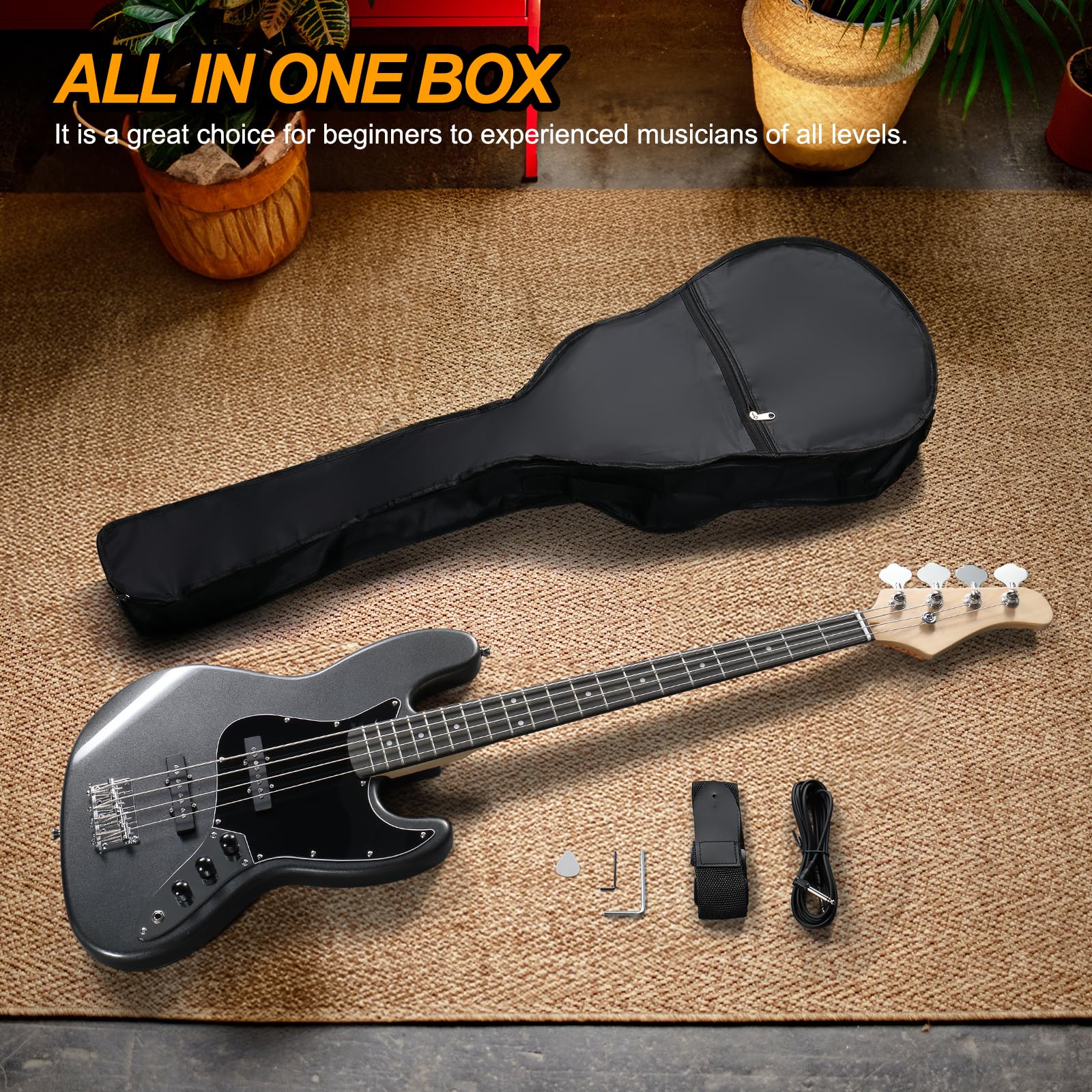 Ktaxon Full Size Electric Bass Guitar Kit, 4 String Beginner Starter ...