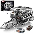 Amazon.com: Mould King Mini V8 Twin Turbo Engine Model Kit that Works ...