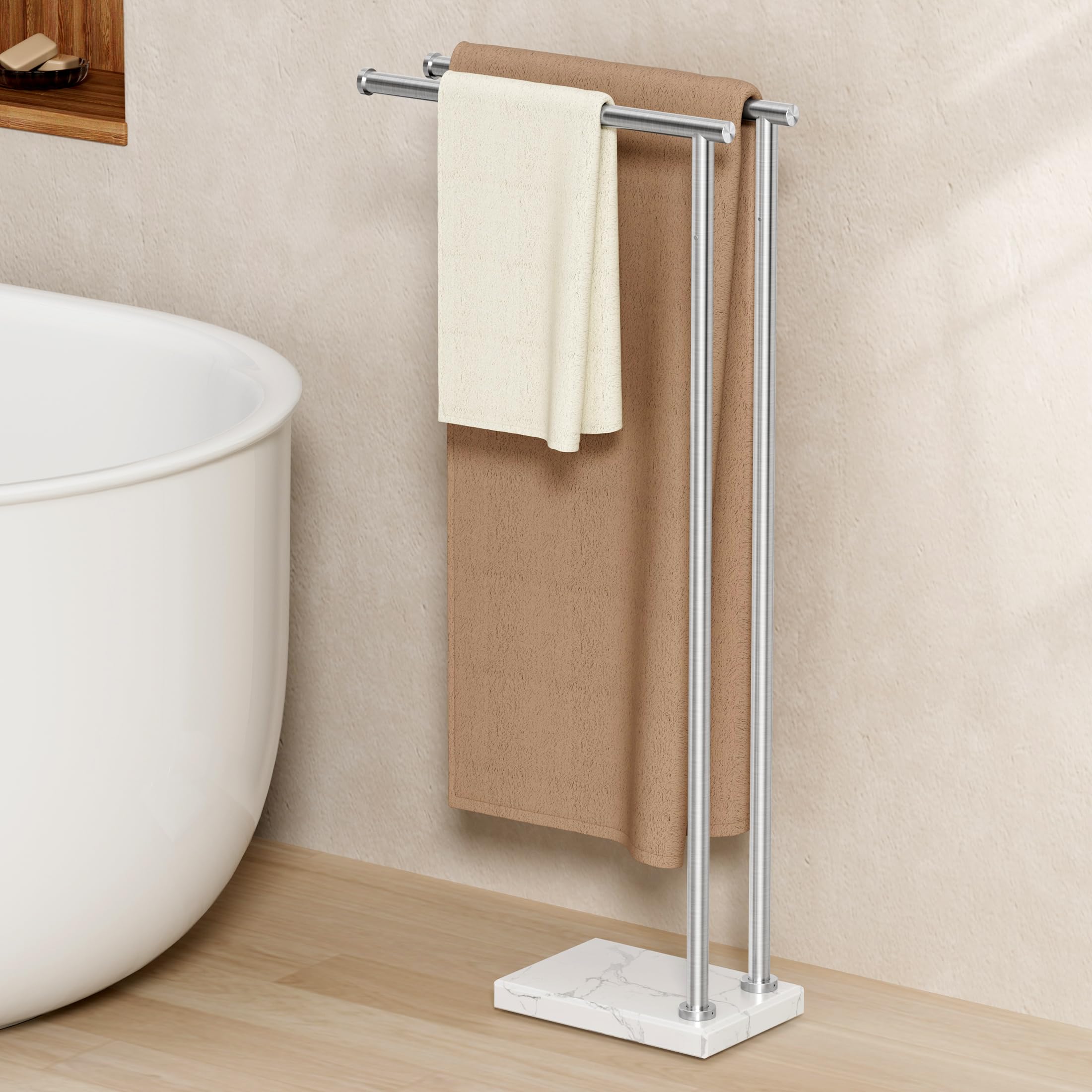 KES Free Standing Towel Racks for Bathroom, 2-Tier Towel Stand for ...