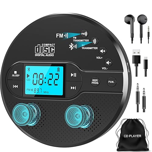Sunoony Portable CD Player with Bluetooth, Discman CD Player for Car ...