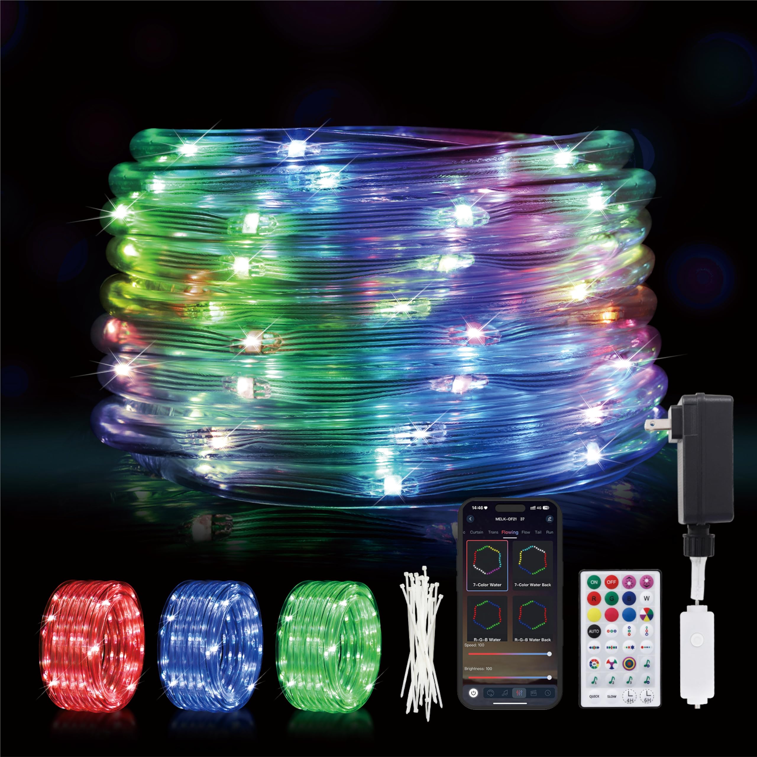 Color Changing Outdoor Rope Lights: 33ft Waterproof String Lights for ...