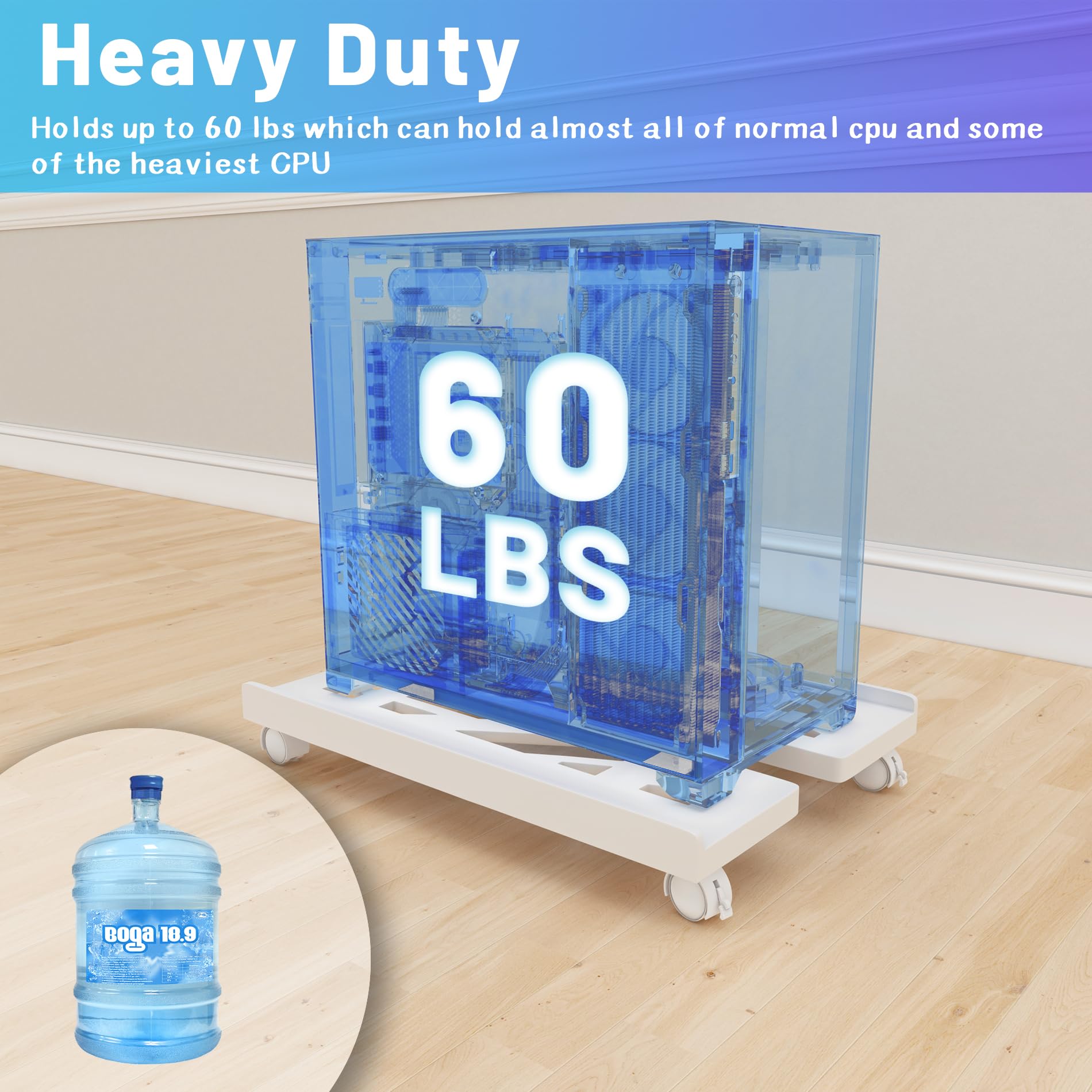 Mobile CPU Stand, CPU Rolling Stand Adjustable Computer Mobile Cart ...